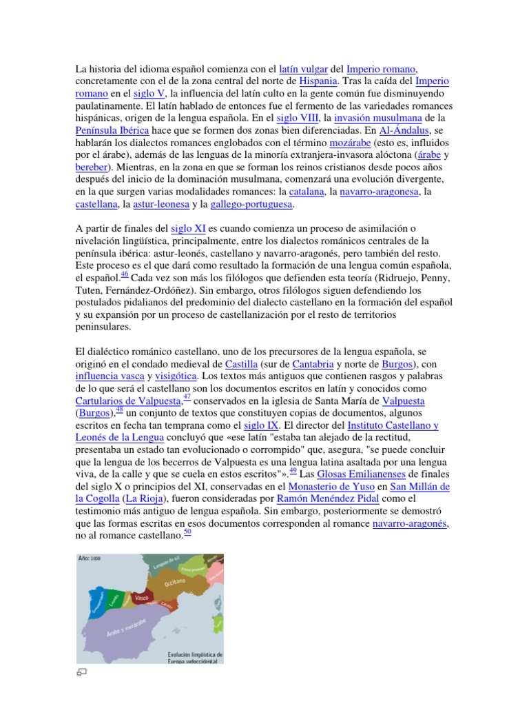 La Historia Del Idioma Español Comienza Con El Latín Vulgar Del Imperio ...