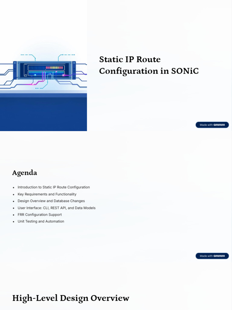 Static IP Route Configuration in SONiC | PDF | Ip Address | Command Line Interface