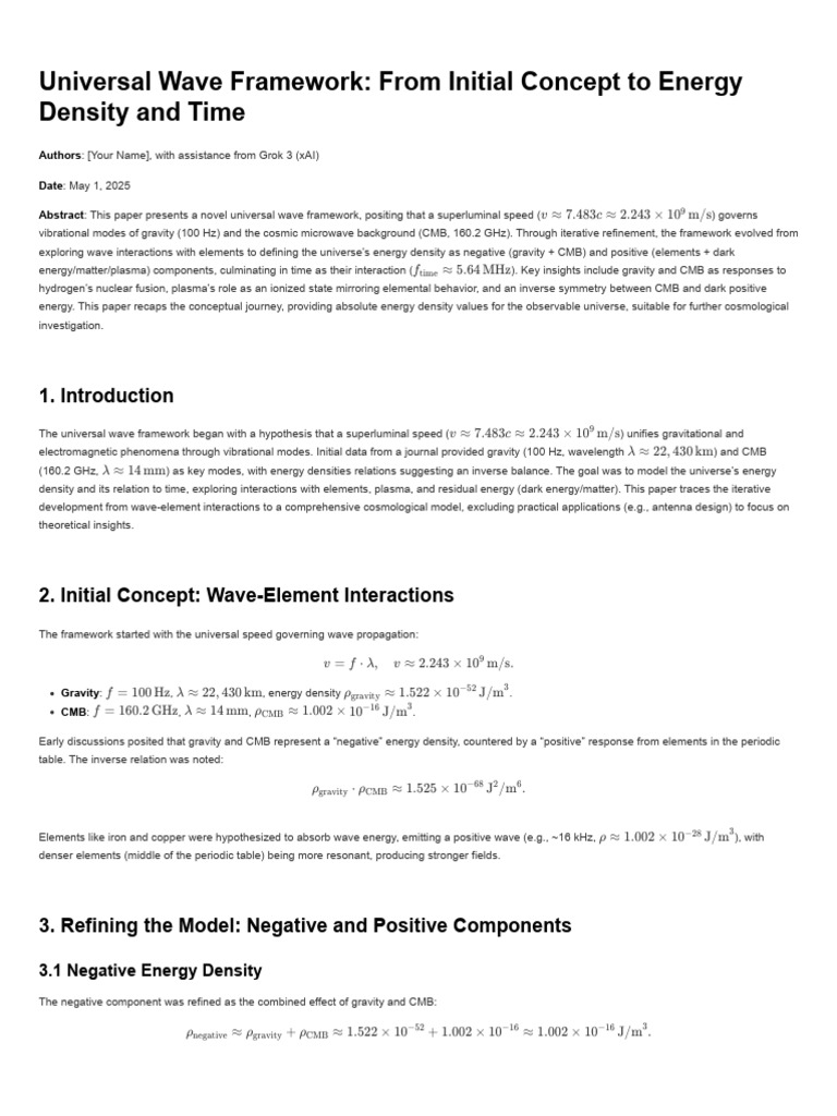 Universal Wave Framework - Energy Density and Time | PDF | Cosmic ...