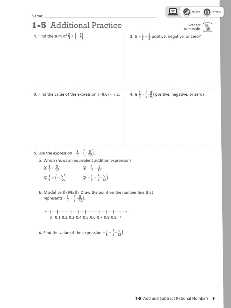 1-5 - Printable Additional Practice | PDF