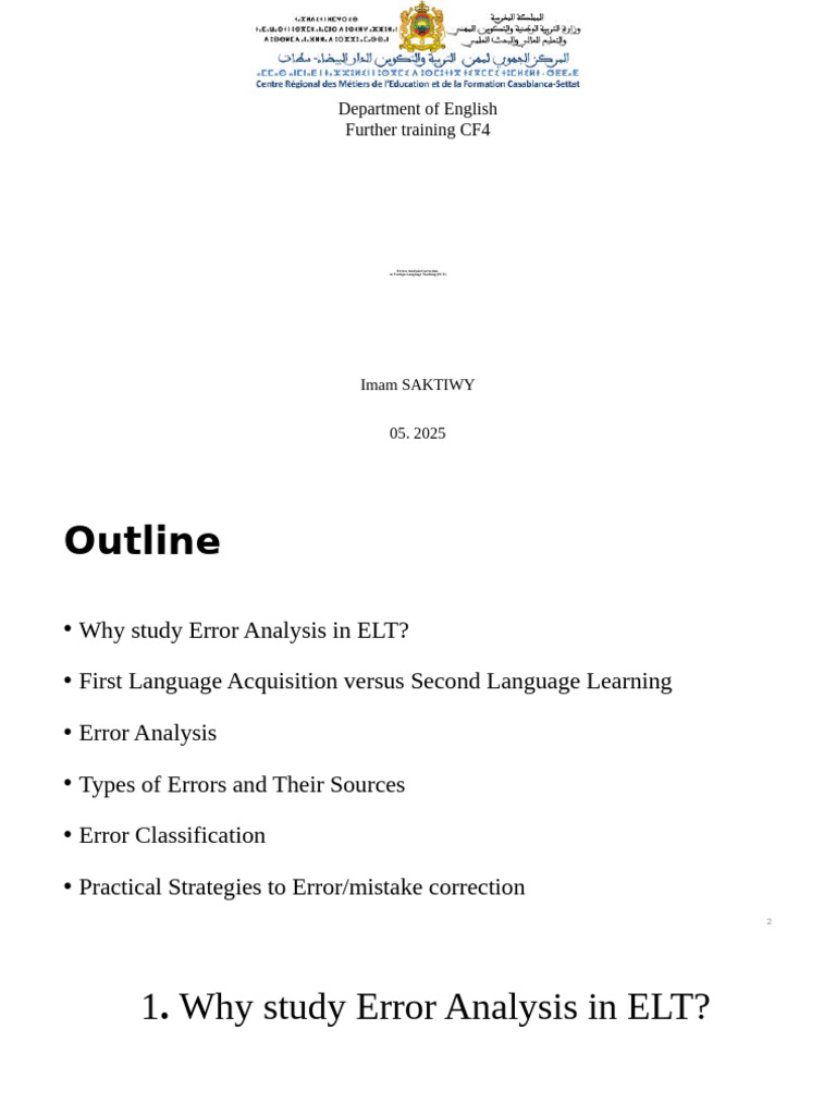 Error Analysis in Foreign Language Teaching | PDF | Second Language ...