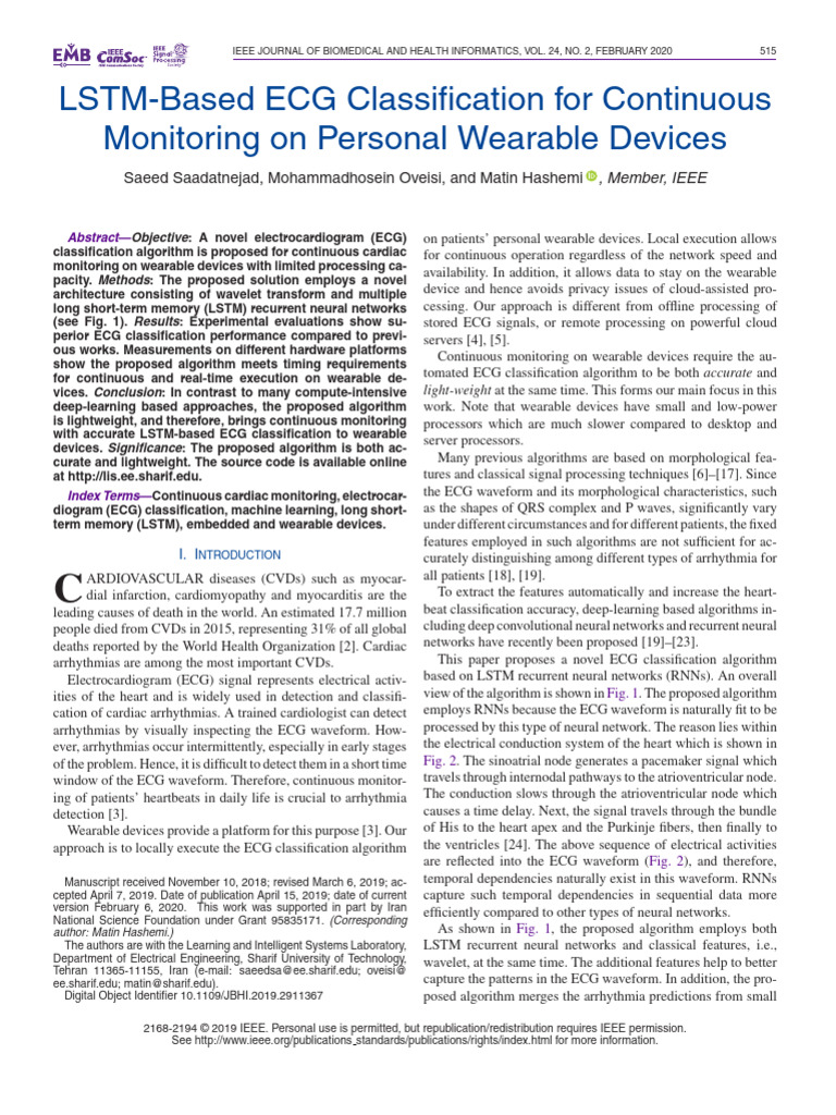 1 LSTM-Based ECG Classification For Continuous Monitoring On Personal ...