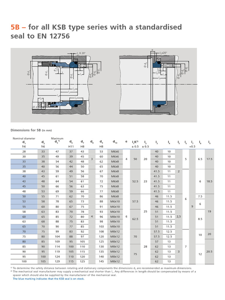 KSB Mechanical Seal Dimensions Guide | PDF