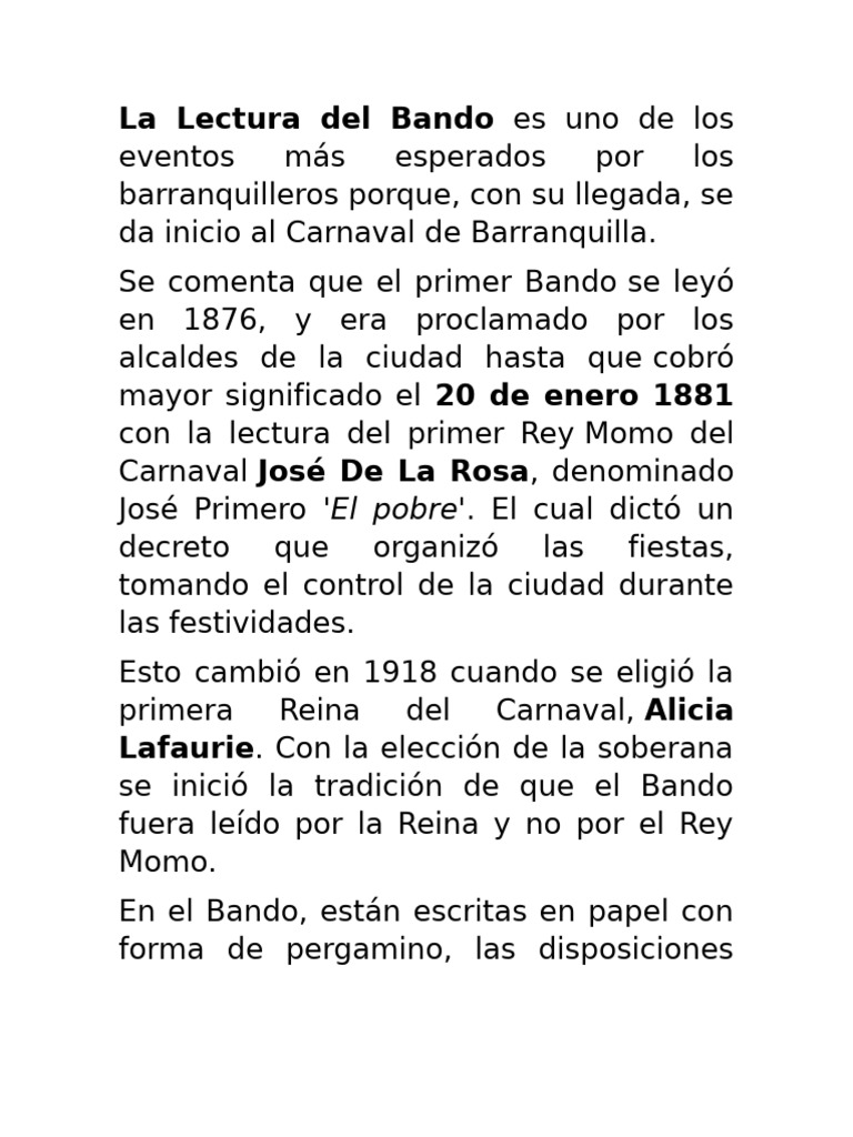 La Lectura Del Bando | PDF