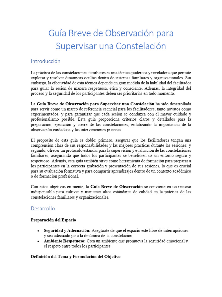 Guía Breve de Observación para Supervisar Una Constelación | PDF