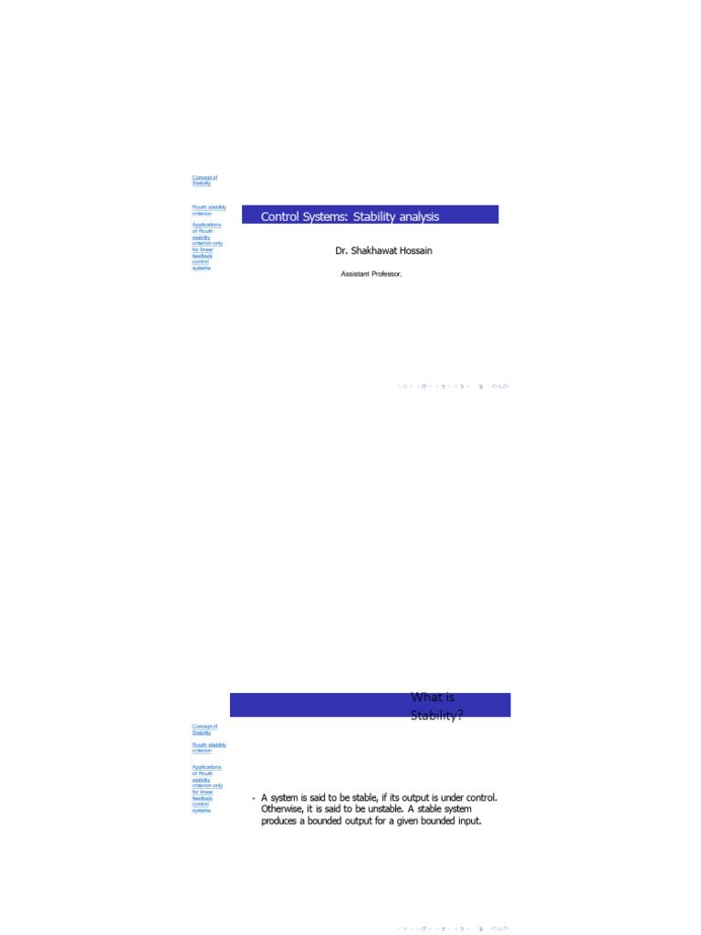 Control Systems Routh-Hurwitz Stability | PDF | Stability Theory ...