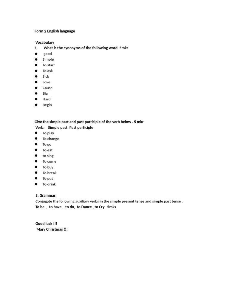 Form 2 English | PDF