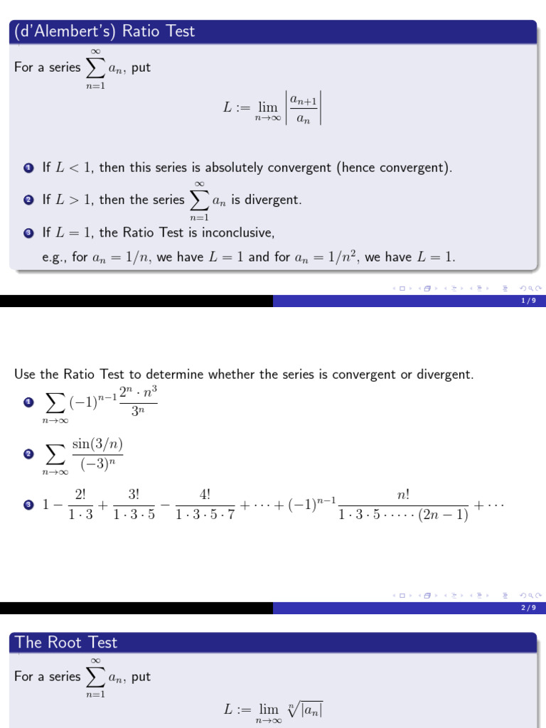 Series Convergence Tests Explained | PDF | Analysis | Mathematics