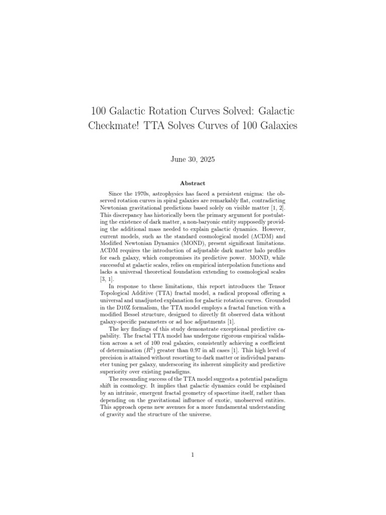 TTA Model Solves Galactic Rotation Curves | PDF | Dark Matter | Galaxy