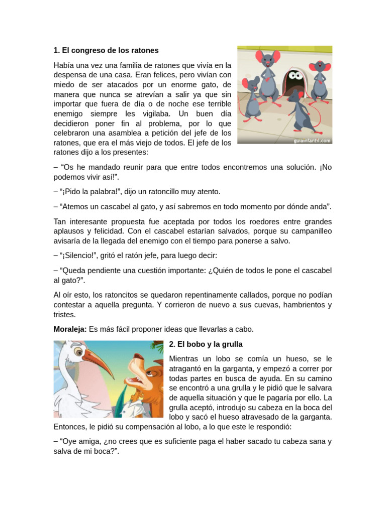 10 Fábulas Con Moralejas | PDF