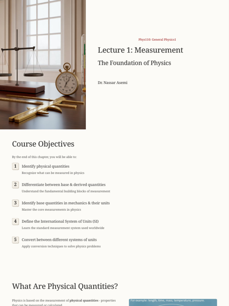 Physics Measurement and Units Guide | PDF | Quantity | Measurement