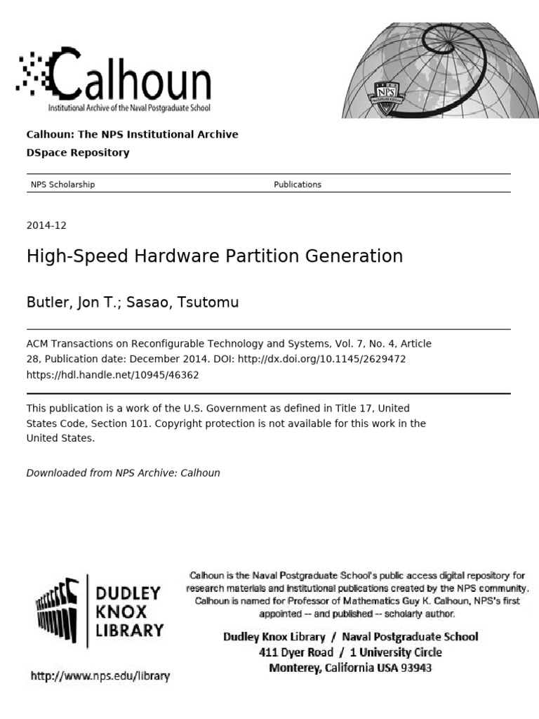 High-Speed Hardware Partition Generation | PDF | Central Processing ...