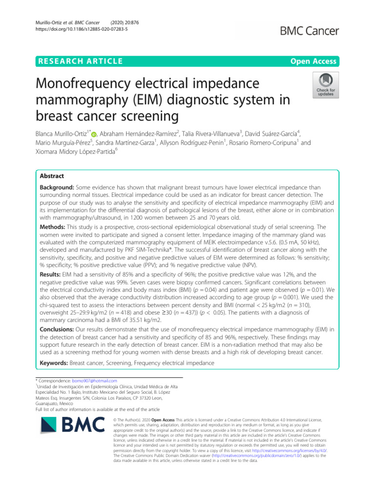 BMC Cancer 2021 | PDF | Mammography | Breast Cancer