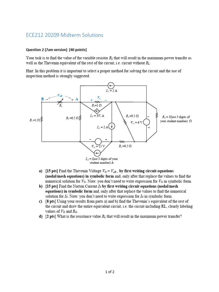 ECE212H1 - 20209 - 621608931191ECE212 Midterm With Solutions | PDF ...