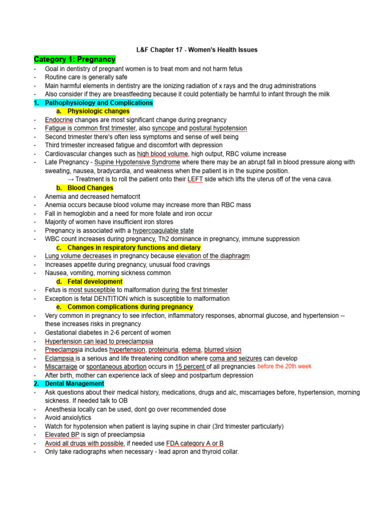 L&F Chapter 17 - Women's Health Issues | PDF | Pregnancy | Osteoporosis