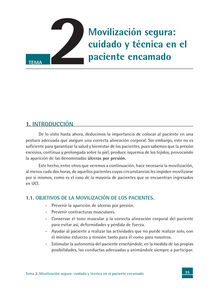 Tema 2.movilización Segura - Cuidado y Técnica en El Paciente Encamado ...