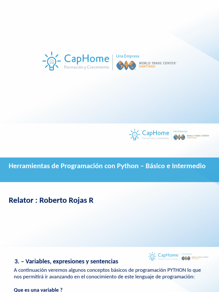 Unidad 3 Variables Expresiones y Sentencias | PDF | Python (lenguaje de programación) | Variable ...