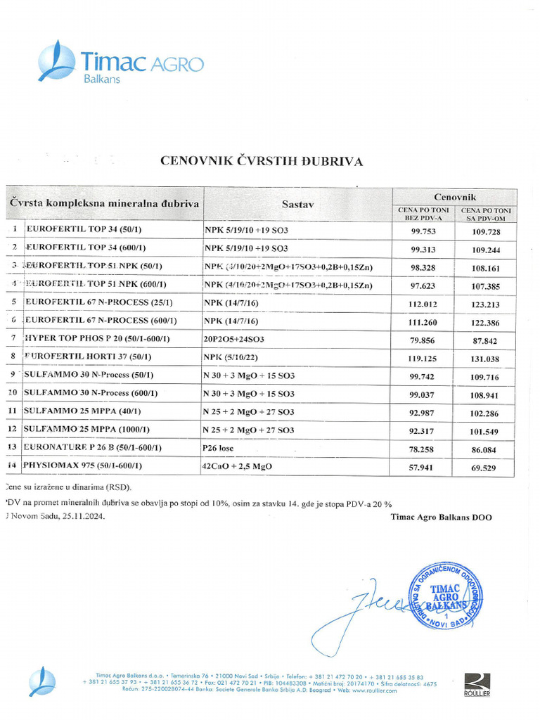 CENOVNIK TAB Proleće 2025 - E58ad0d0 Ff88 4d5e 9112 B7fde09014c9 | PDF