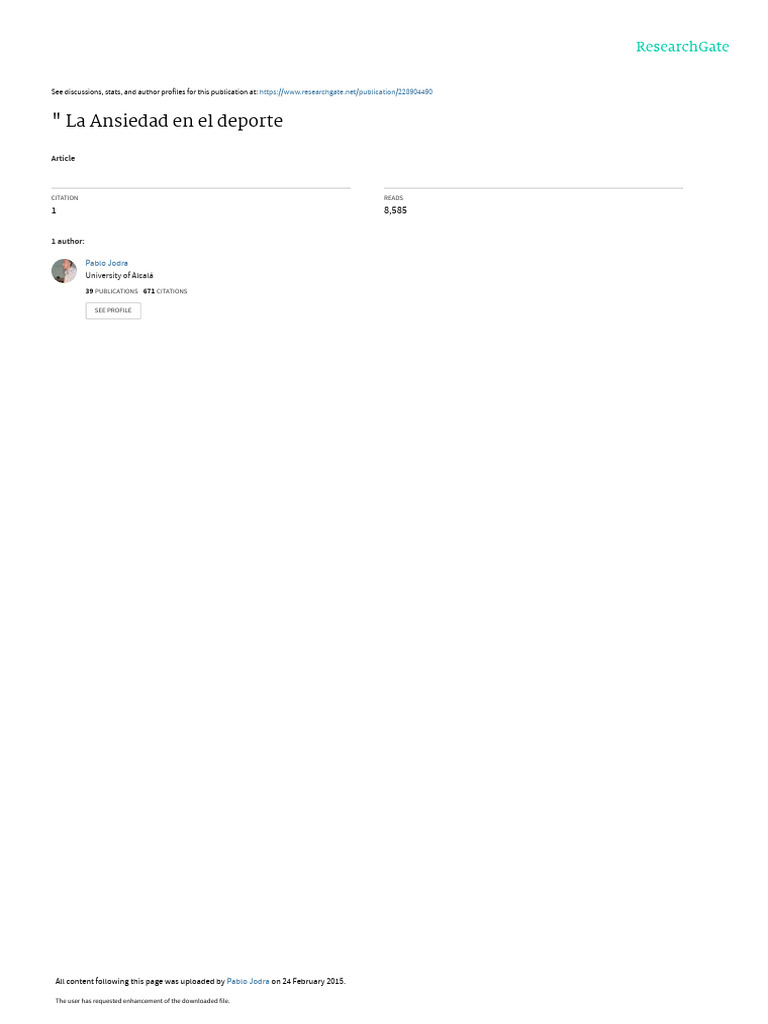 La Ansiedad en El Deporte | PDF | Ansiedad | Las emociones