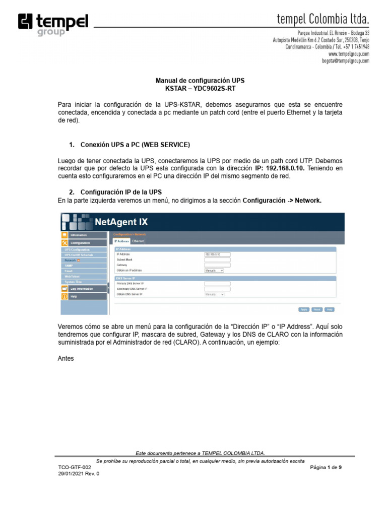Configuración de UPS KSTAR YDC9602S-RT | PDF | Dirección IP ...