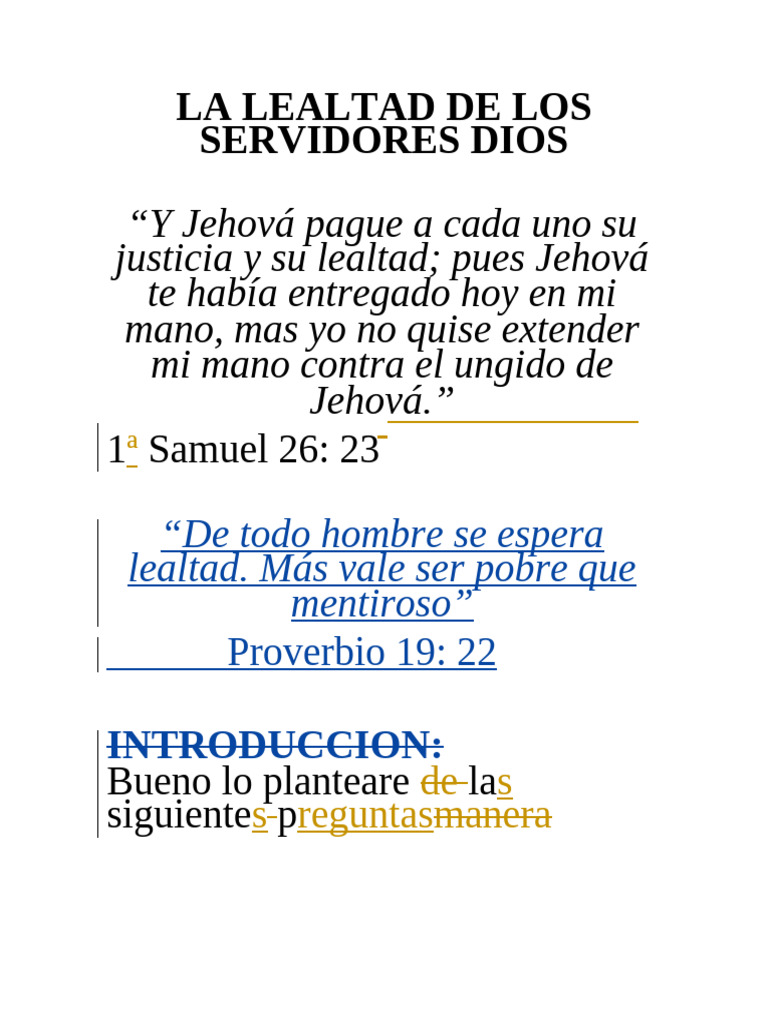 La Lealtad de Los Servidores Dios | PDF | Lealtad | David