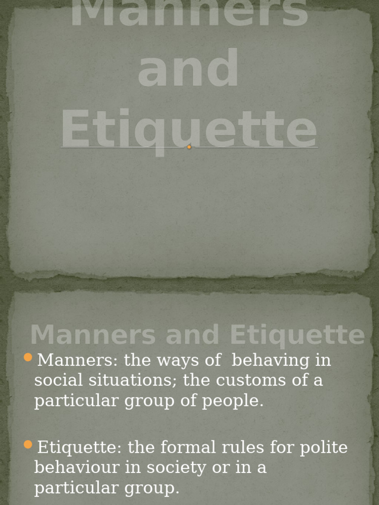Manners and Etiquette completo | PDF | Etiquette