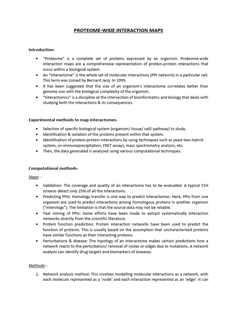 Proteome-Wide Interaction Map | PDF | Protein–Protein Interaction ...
