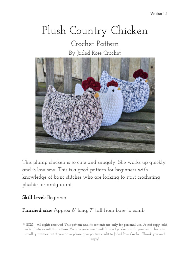 Plush Chicken Crochet Pattern | PDF | Crochet | Yarn