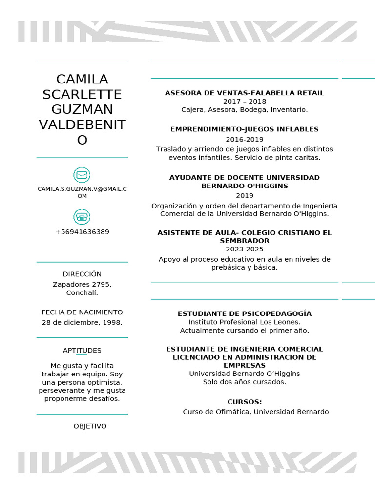 Camilaguzmanvaldebenitocv 2023 | PDF | Inteligencia | Etapas educativas