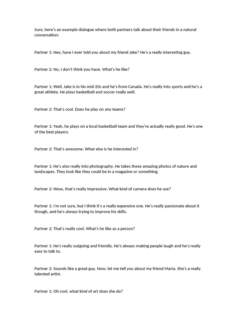 Outgoing Friends: A Dialogue Example | PDF