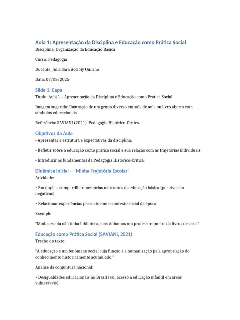 Aula1. Organizacao Educacao Basica | PDF