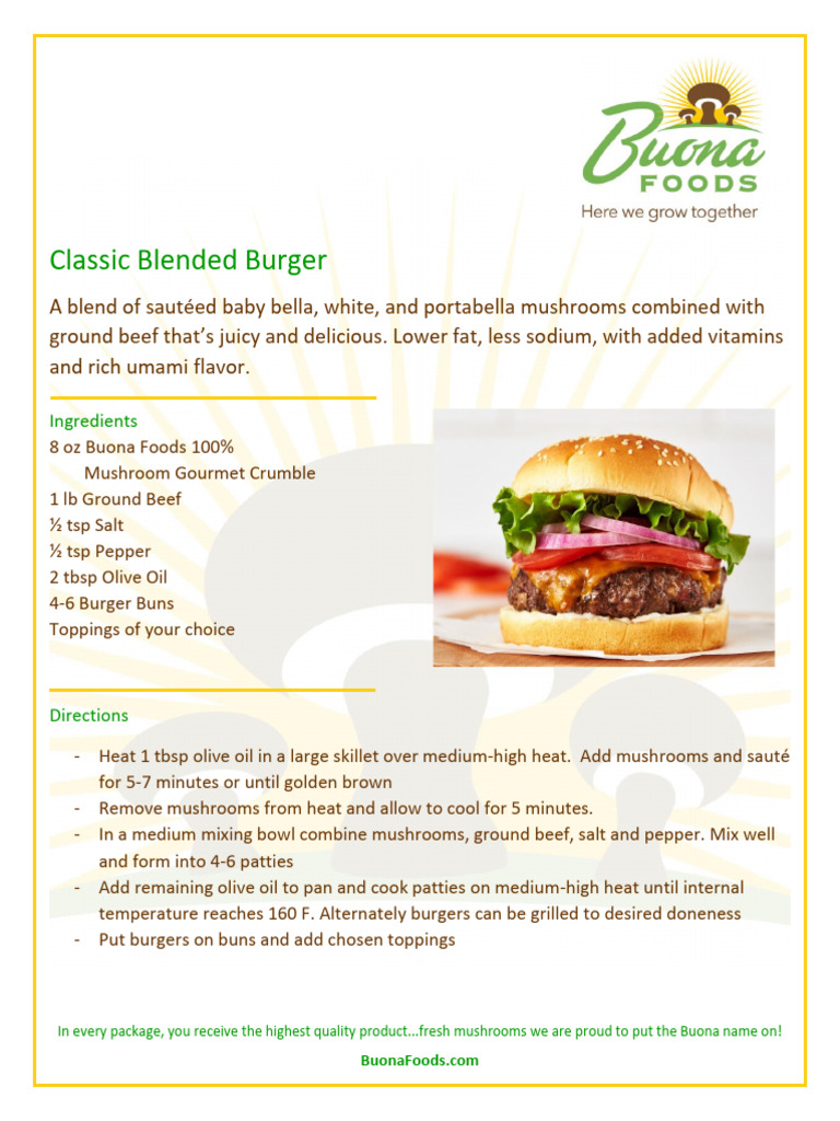 Classic Blended Burger Recipe Sheet | PDF