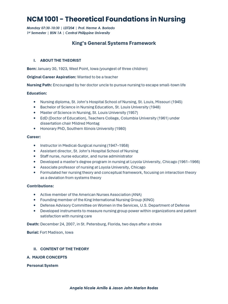 King’s General Systems Framework Explained | PDF | Communication | Goal ...