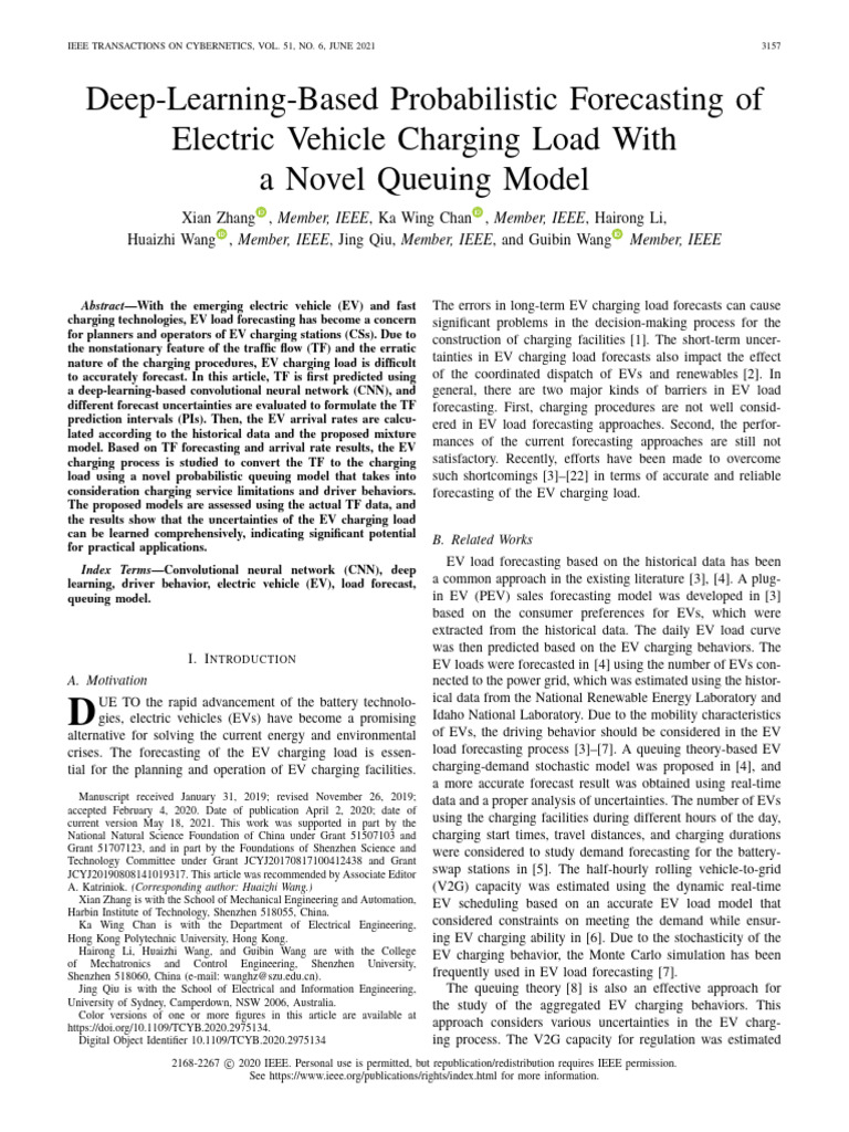 Deep-Learning-Based Probabilistic Forecasting of Electric Vehicle Charging Load With a Novel ...