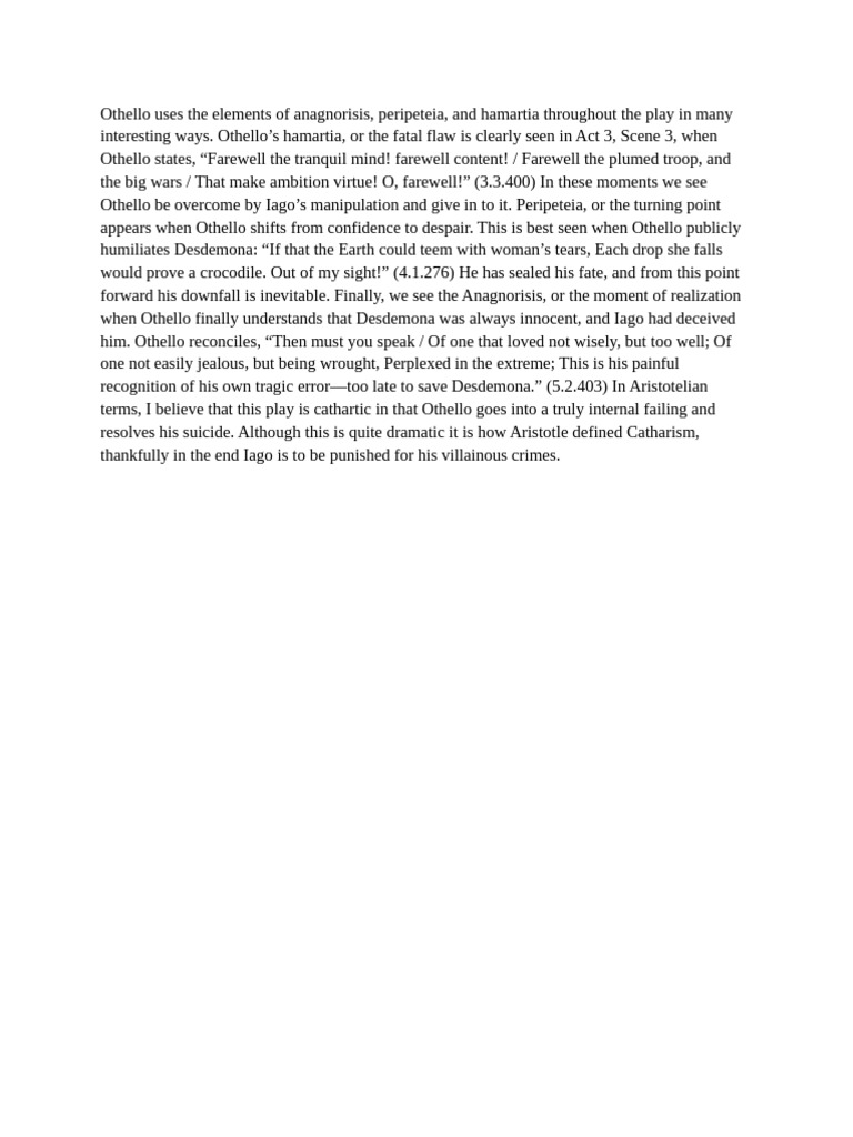 Othello Act 3,4,5 Journal | PDF