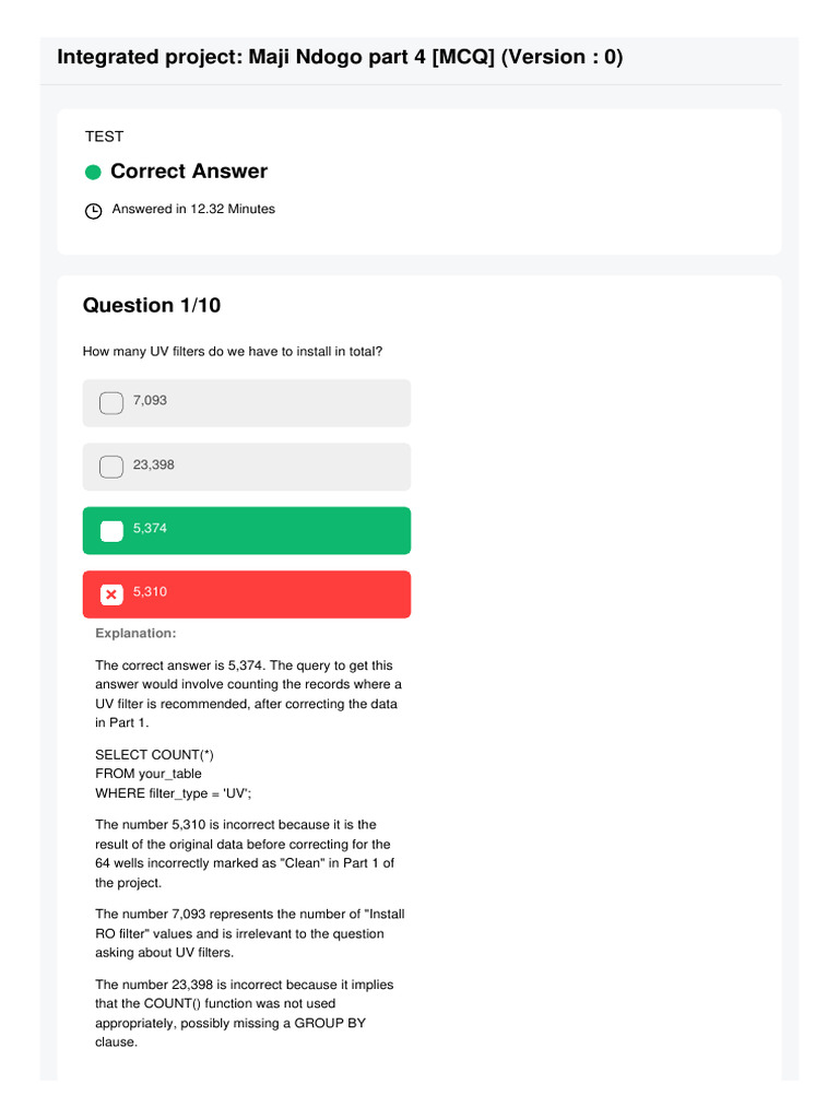 Maji Ndogo Water Access Analysis Part 4 | PDF | Databases | Multiple Choice