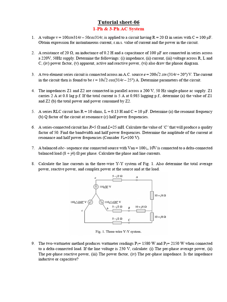 Tutorial 6 1&3Ph AC | PDF
