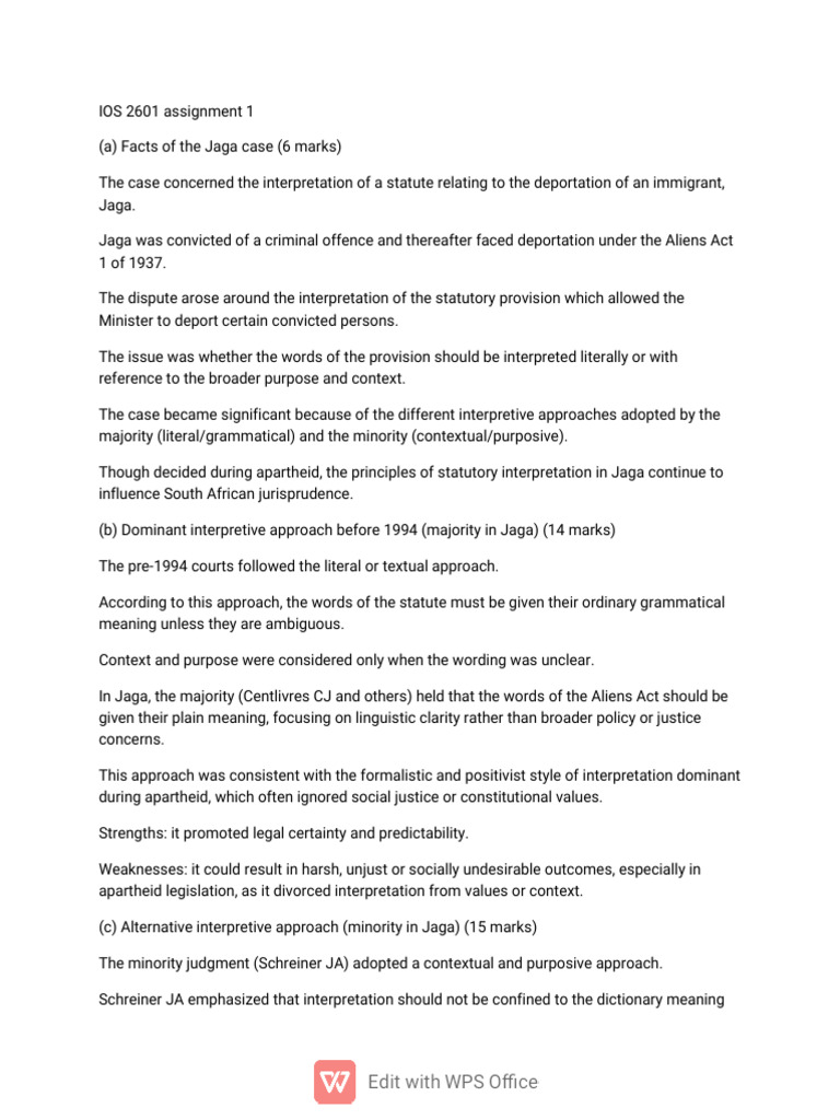 Jaga Case and South African Statutory Interpretation | PDF | Statutory ...