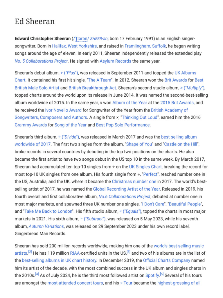 Ed Sheeran - Wikipedia | PDF