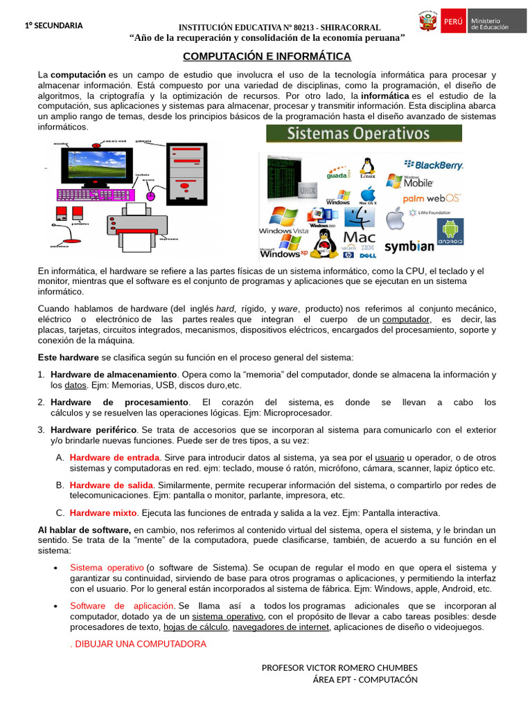 Introducción a Computación e Informática | PDF | Hardware de la ...