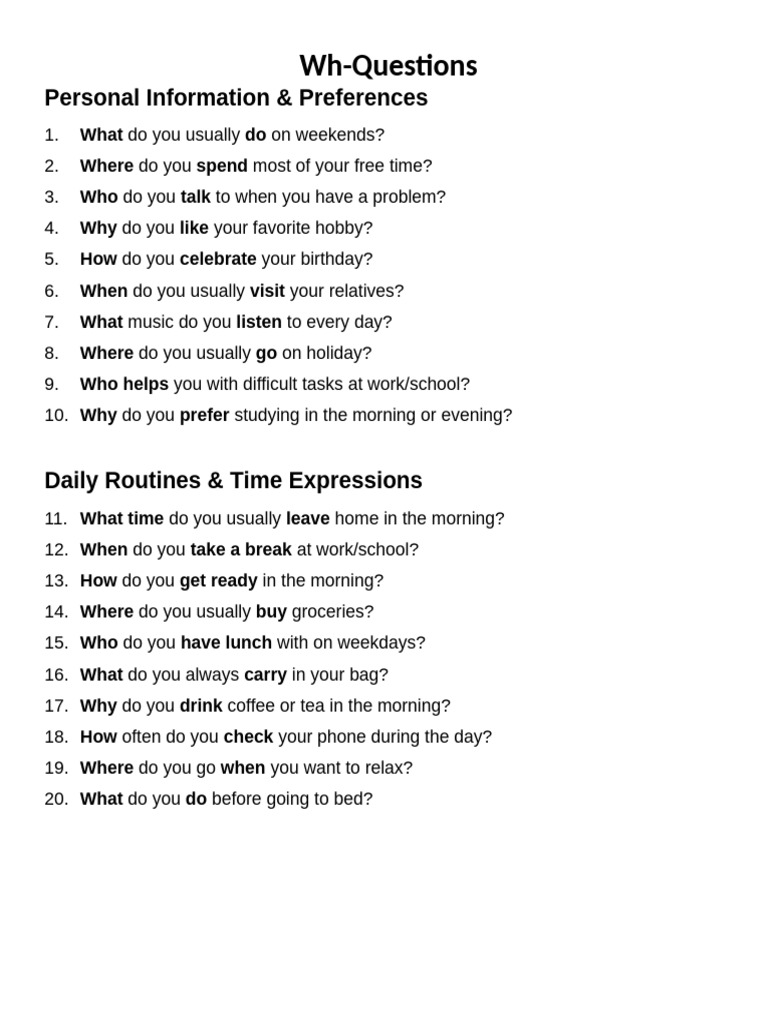 Wh-Questions Part 2 | PDF