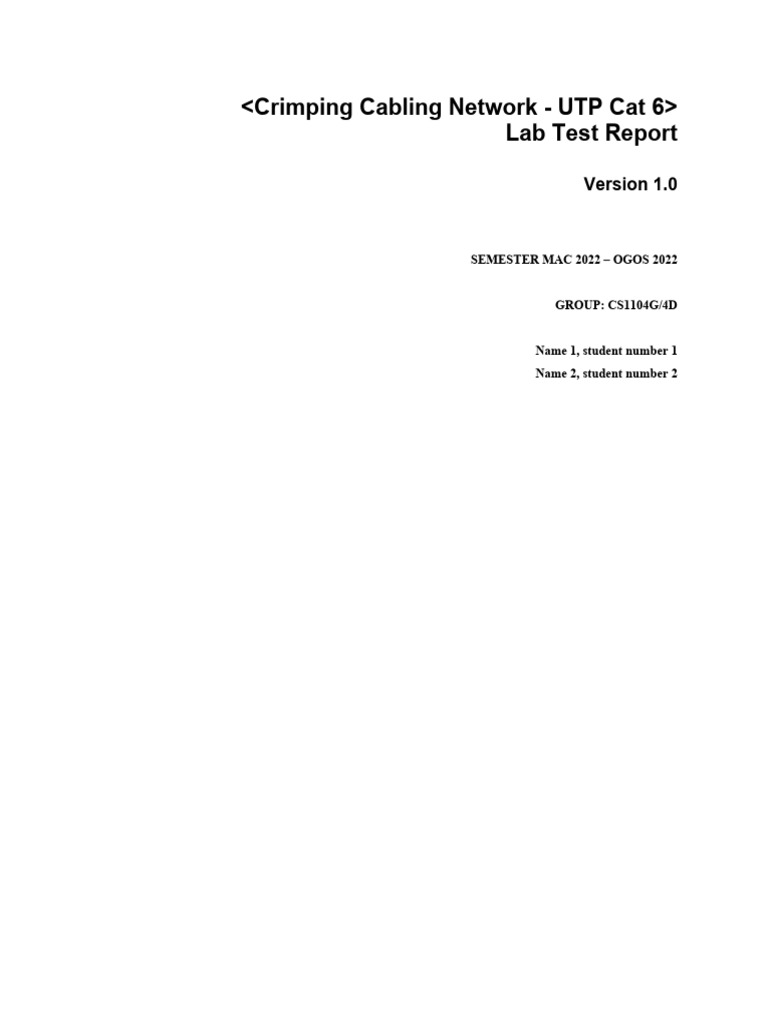 UTP Cat 6 Crimping Lab Report | PDF | Electrical Connector | Electrical ...