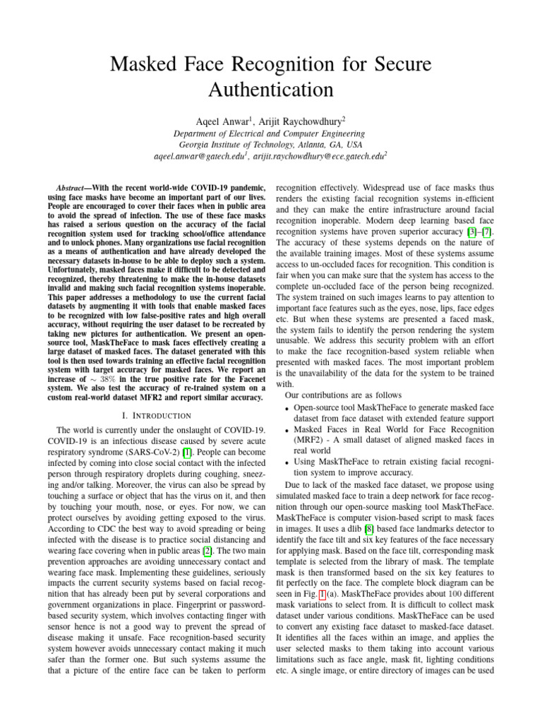 Masked Face Recognition Methodology | PDF | Accuracy And Precision ...