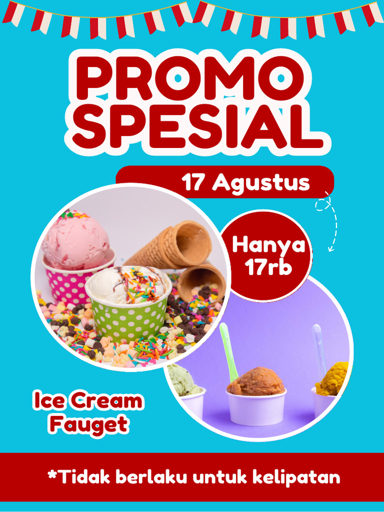 Merah Biru Modern Menu Promo 17 Agustus Ice Cream Poster - 20250907 ...
