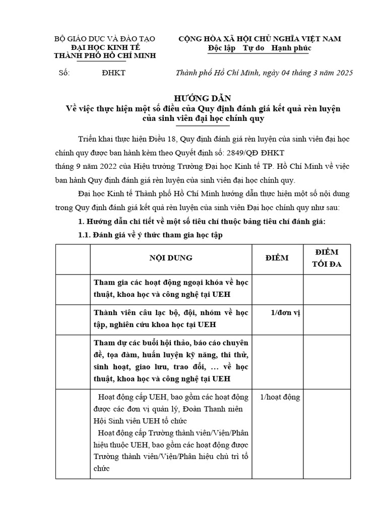 HD 482 VV Thuc Hien Mot So Dieu Cua QD Danh Gia Ket Qua Ren Luyen DHCQ - Signed.signed | PDF