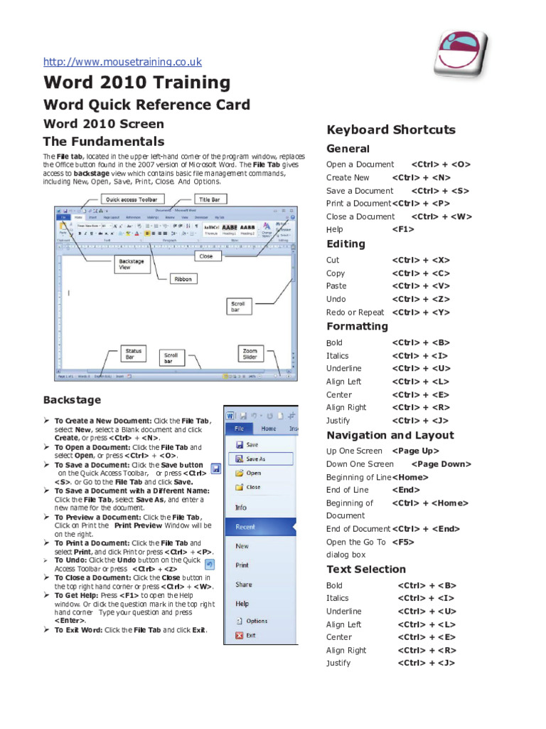 Word 2010 Quick Guide | PDF