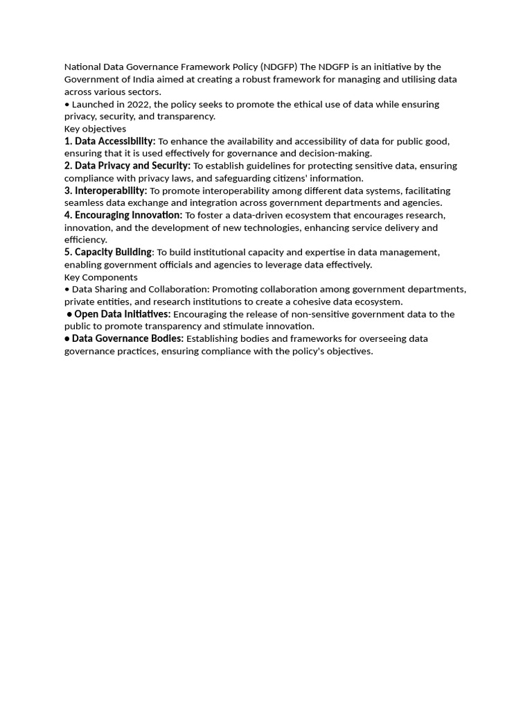 National Data Governance Framework Policy | PDF