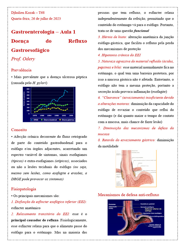 Doença do Refluxo Gastroesofágico: Sintomas e Diagnóstico | PDF ...