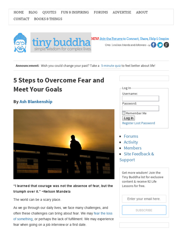 5 Steps To Overcome Fear and Meet Your Goals | PDF | Fear | Psychology