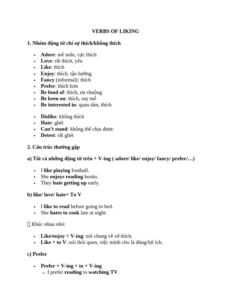 g7 - Lesson - Verbs of Liking | PDF